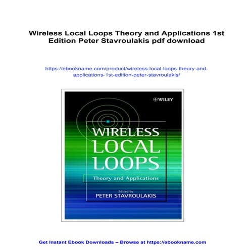 Wireless Local Loops Theory and Applications 1st Edition Peter Stavroulakis | PDF