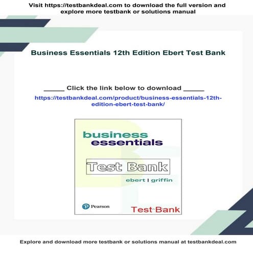 Business Essentials 12th Edition Ebert Test Bank | PDF