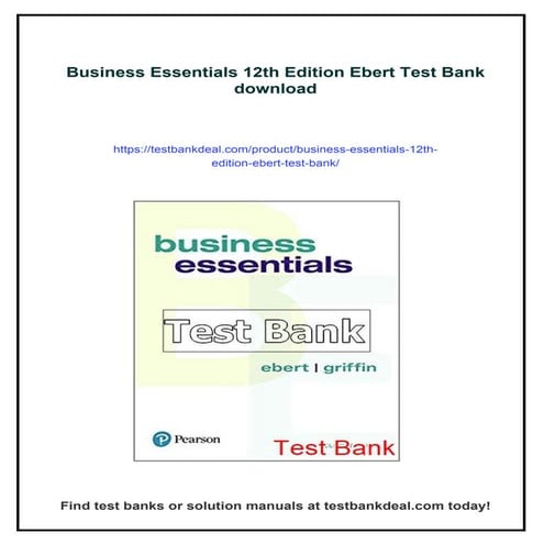 Business Essentials 12th Edition Ebert Test Bank | PDF