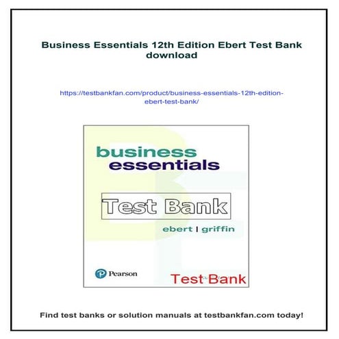 Business Essentials 12th Edition Ebert Test Bank | PDF