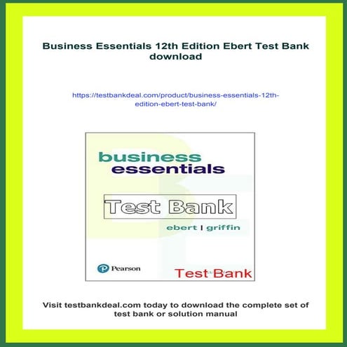 Business Essentials 12th Edition Ebert Test Bank | PDF