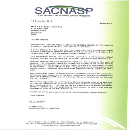 SACNASP Certificate | PDF