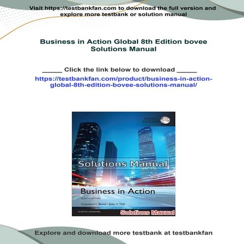 Business in Action Global 8th Edition bovee Solutions Manual 2024 ...