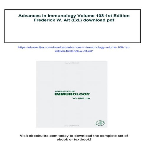 Advances in Immunology Volume 108 1st Edition Frederick W. Alt (Ed.) | PDF