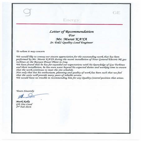 GE Reference Letter | PDF