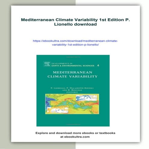 Mediterranean Climate Variability 1st Edition P. Lionello | PDF