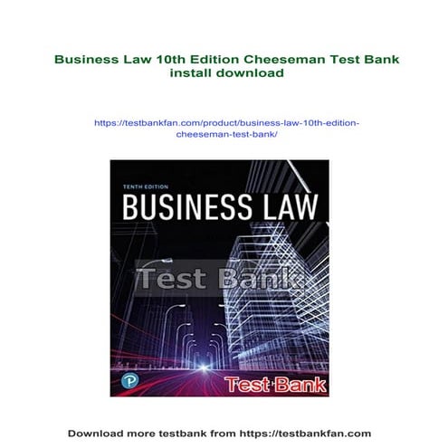 Business Law 10th Edition Cheeseman Test Bank | PDF