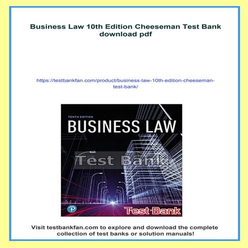 Business Law 10th Edition Cheeseman Test Bank | PDF