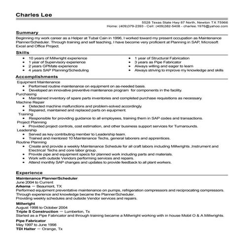 piping foreman resume | DOC