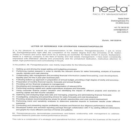 Reference Letter Nesta Controller | PDF
