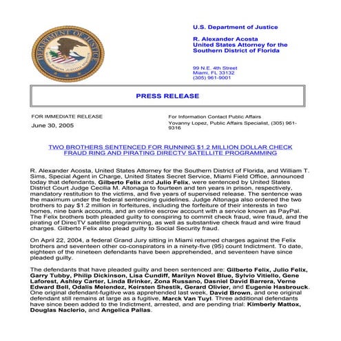 06-30-2005 DOJ Press Release 1 | PDF
