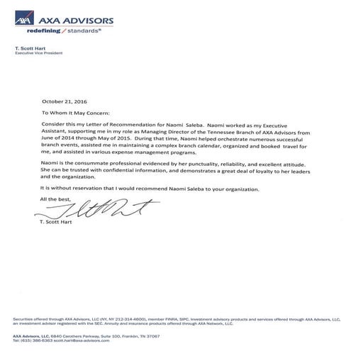 Naomi Recommendation Letter | PDF