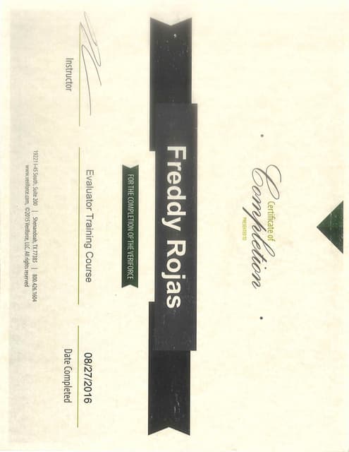 Rojas, Freddy C1 Certificate | PPT