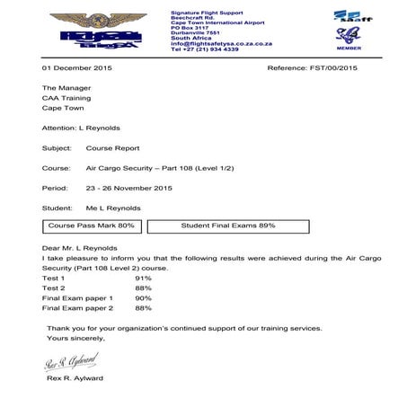 Course Report .L Reynolds | PDF