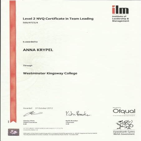 certificate NVQ team leading | PDF