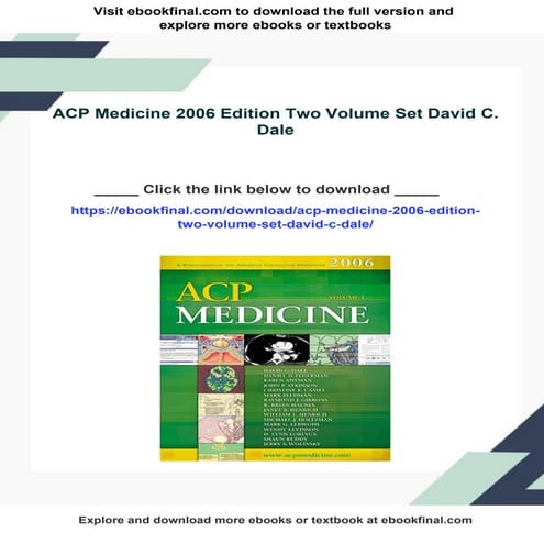 ACP Medicine 2006 Edition Two Volume Set David C. Dale | PDF
