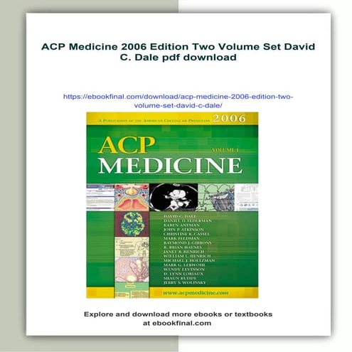 ACP Medicine 2006 Edition Two Volume Set David C. Dale | PDF