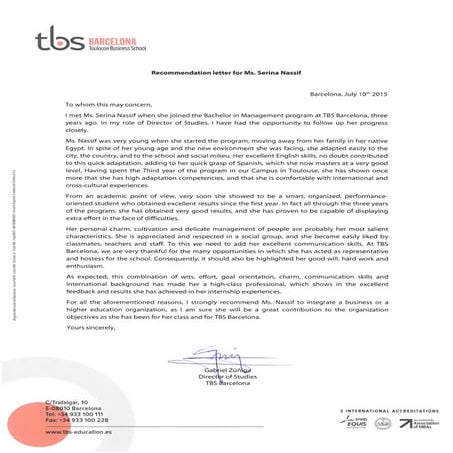 Recommendation letter TBS | PDF