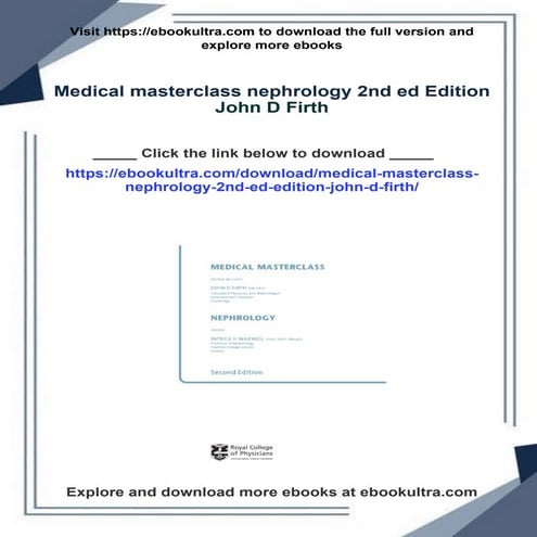 Medical masterclass nephrology 2nd ed Edition John D Firth | PDF