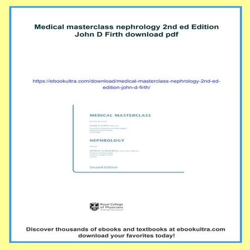 Medical masterclass nephrology 2nd ed Edition John D Firth | PDF