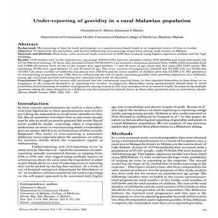 Underreporting gradivity in a rural Malawian population | PDF