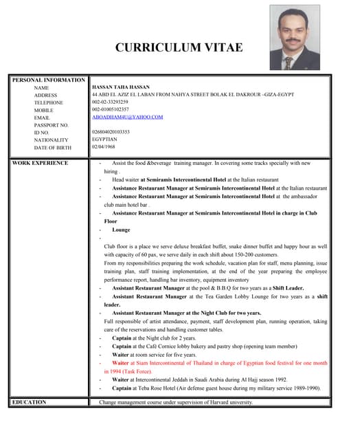 cv vladimir - | DOC | Food & Drink