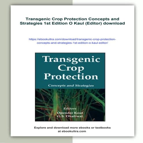 Transgenic Crop Protection Concepts and Strategies 1st Edition O Kaul (Editor) | PDF