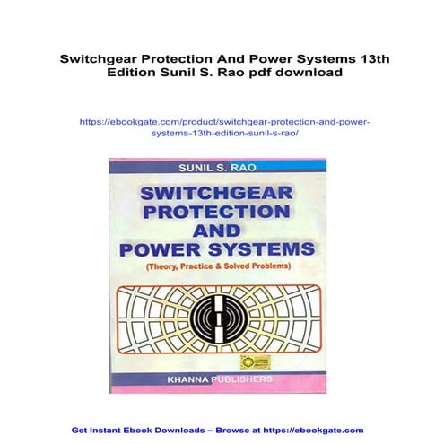 Switchgear Protection And Power Systems 13th Edition Sunil S. Rao | PDF