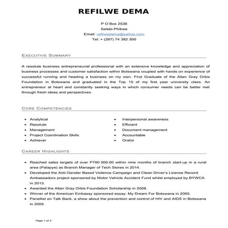 REFILWE DEMA CV 2015 | DOC