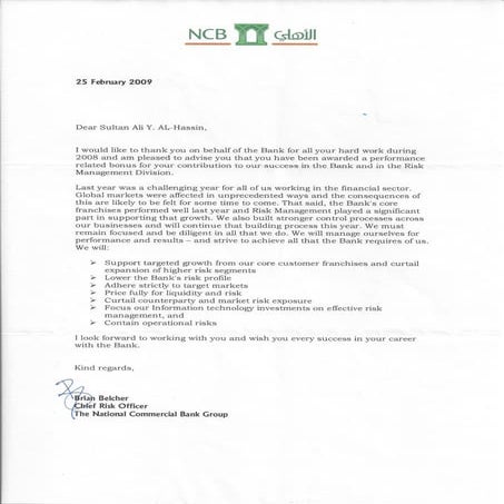 Appreciation letter by CRO - NCB 2009 | PDF