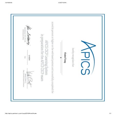 CSCP Certificate of achievement | PDF