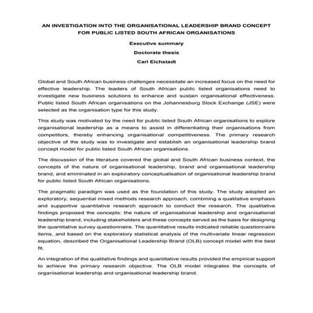 Leadership Brand Executive summary 2015 | PDF