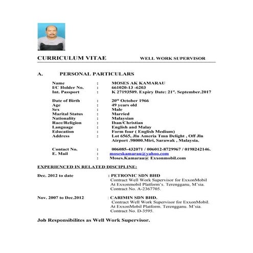 MOSES KAMARAU-CV.WellWork Supvr | PDF