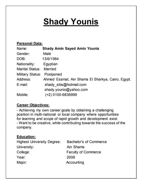 yahya CV | PDF