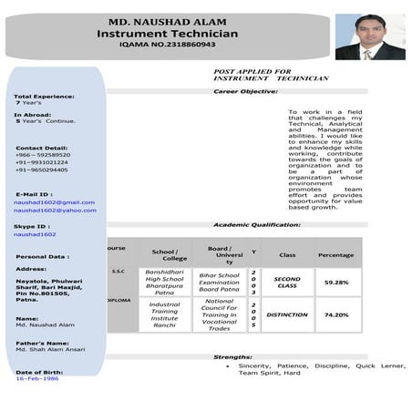 Instrument Technician. | PDF
