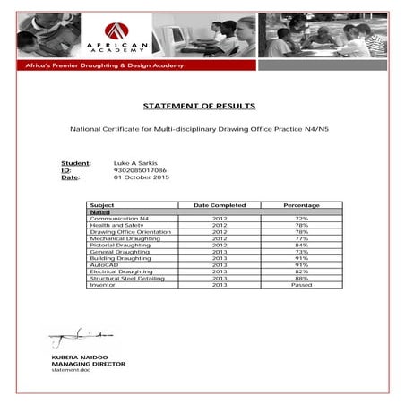 Statement Of Results - Multi-Disciplinary Drawing Office Practice | PDF