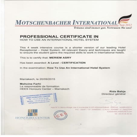 OPERA SYSTEM CERTIFICATE | PDF