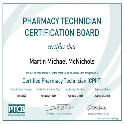 Certified Pharmacy Technician | PDF
