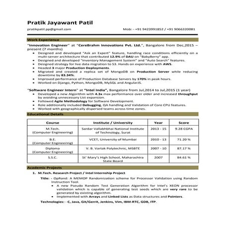 Pratik Jayawant Patil(Resume) | PDF