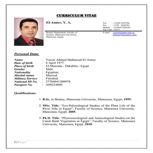 Yasser CV 2016. | PDF