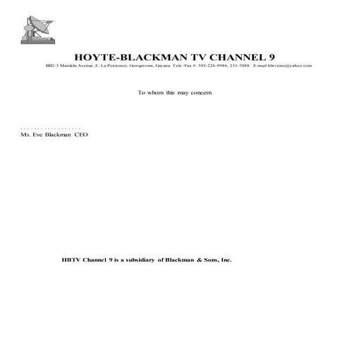 HBTV Channel 9 Letter Head | DOCX