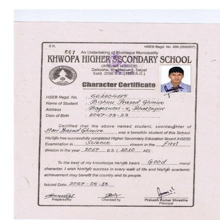 HSEB Character | PDF