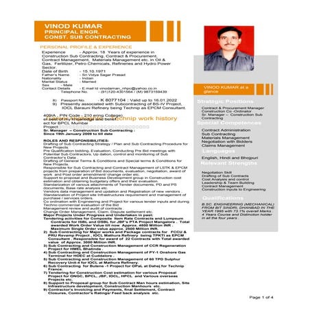 CV Vinod Kumar Technip | DOC
