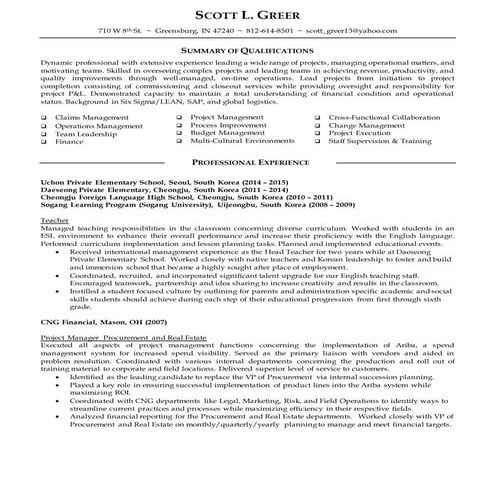 Greer, Scott 2015 Leadership Resume | PDF