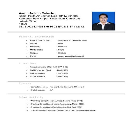 CV Aaron aviano raharto (large doc) | DOC