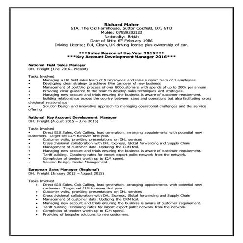 Richard Maher CV | DOCX