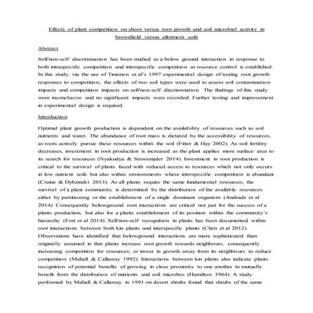 Effects of plant competition on shoot versus root growth and soil ...