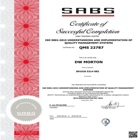 QMS Certificate | PDF