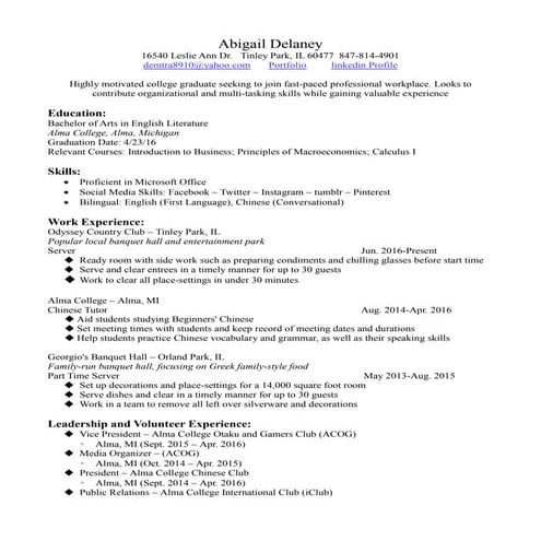 RESUME REVISED FALL 2016 | DOCX