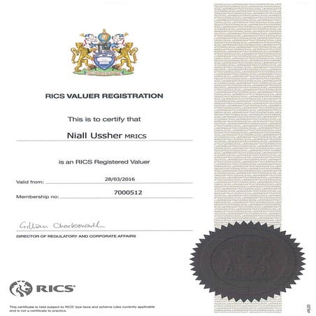 Niall Ussher MRICS Registered Valuer | PDF